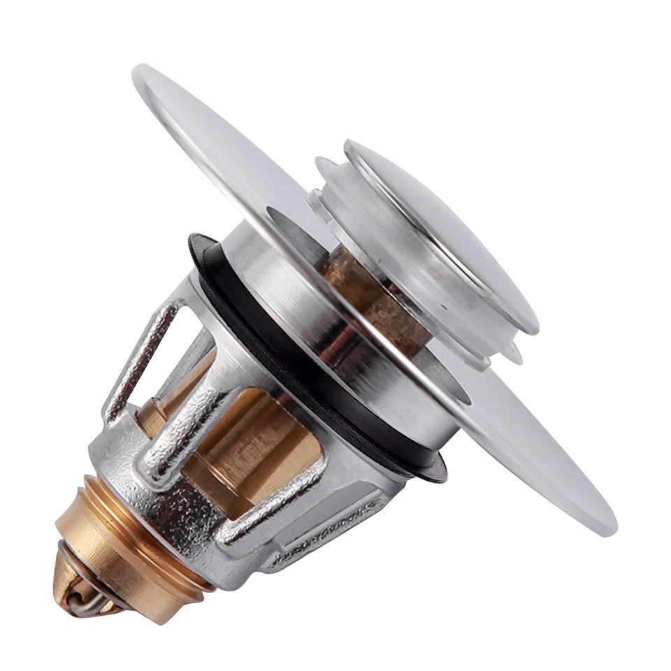 Stainless Easy Pop Up Basin Waste Bathroom Push Button Click Clack Plug ...