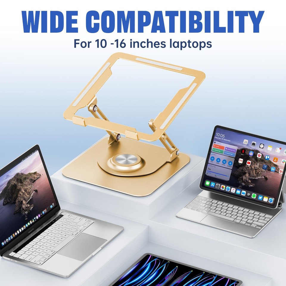Laptop Stand for Desk, Adjustable Computer Stand with 360° Rotating ...