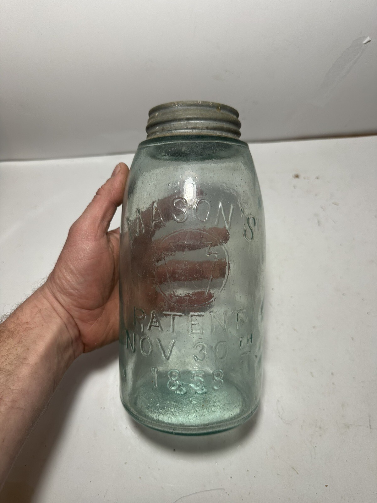 vintage masons keystone patent nov 30th 1858 aqua Jar | eBay