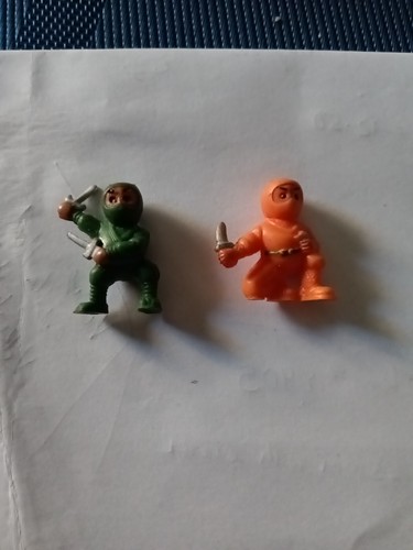 A&A China Two Miniature Figures Molded Rubber Ninjas Toys-One Orange ...