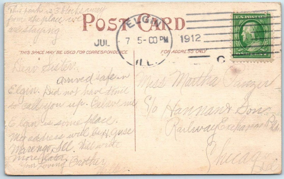 ELGIN, Illinois IL LORDS PARK 1912 Postcard | eBay