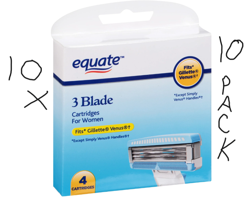 Equate 3 Blade Women’s Razor Fits Gillette Venus 10 boxes 40 total ...