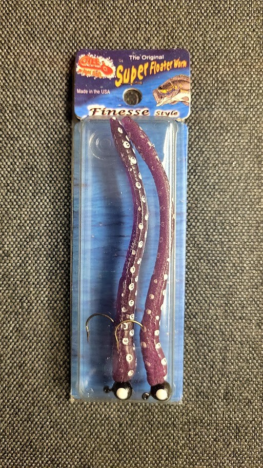 Vintage COTEE Super Floater Fishing Worms Pre Rigged W/ Jigheads Purple ...