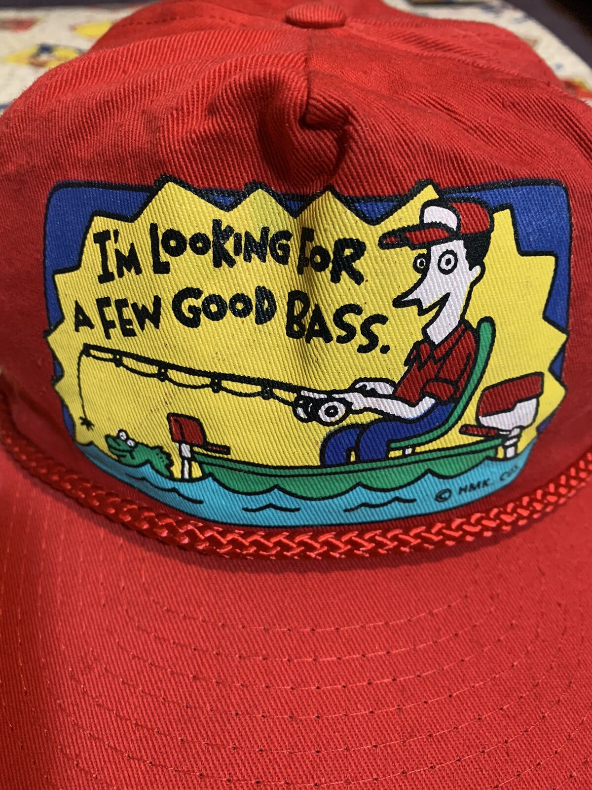Vintage Fishing Cartoon Snapback Hat Looking For A Fe… - Gem