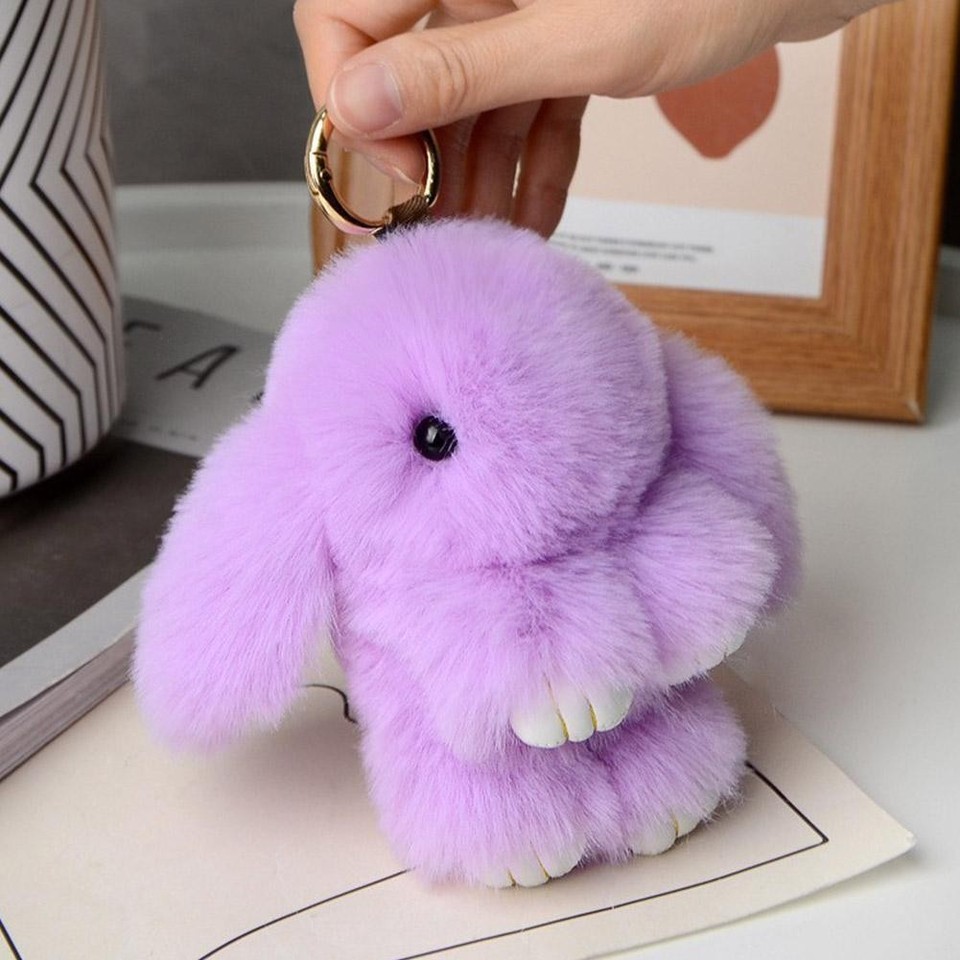 Bunny Keychain Fluffy Bag Pendant Cute Rabbit Key -Chain Plush Gifts ...