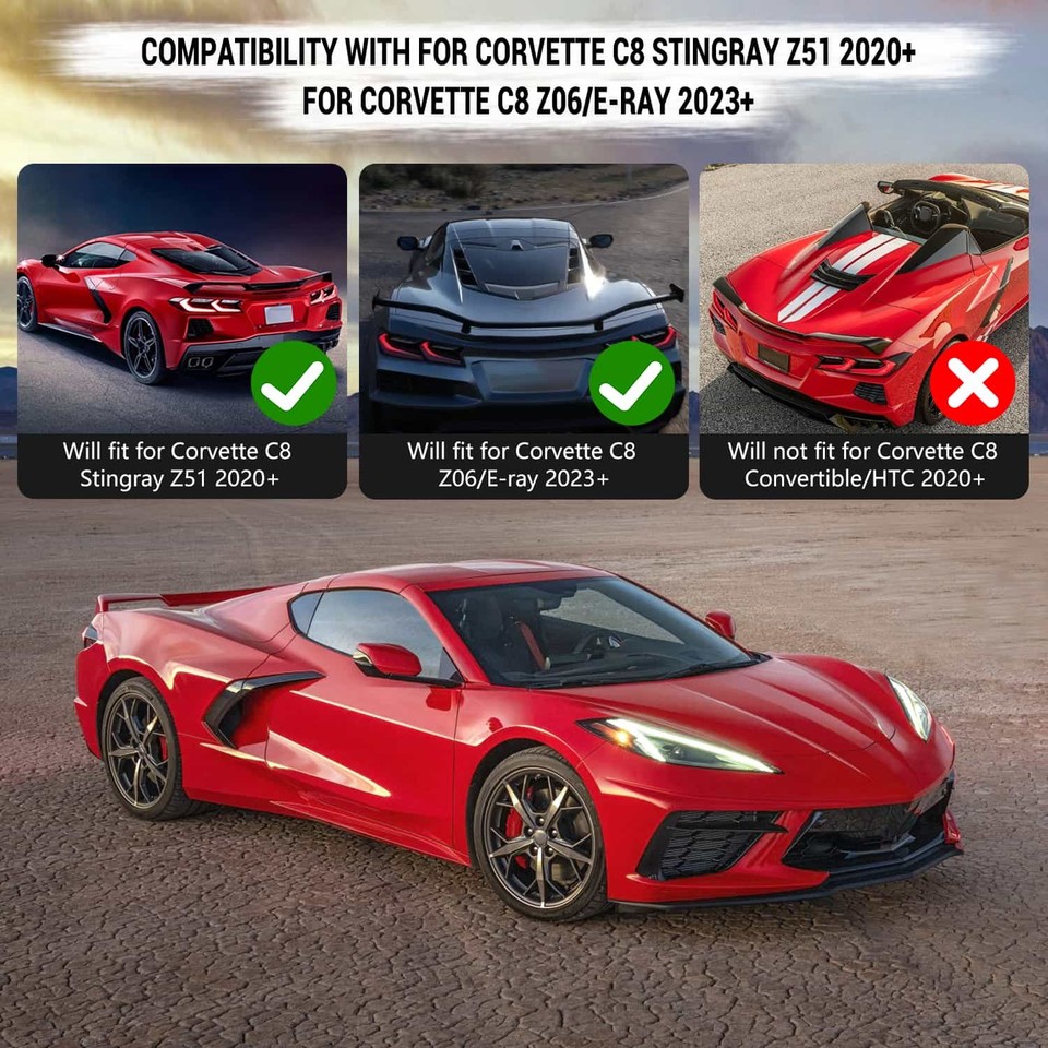 Rear Roof Spoiler Air Intake Ports for Corvette C8 Coupe 2020-2026 No ...