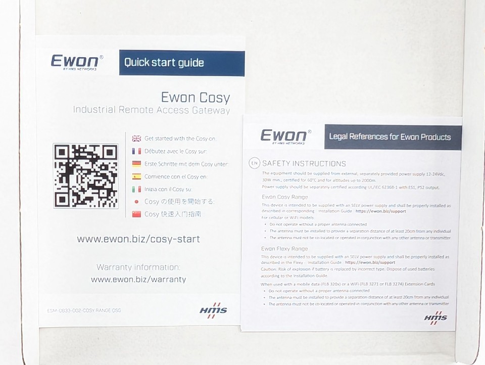 HMS INDUSTRIAL NETWORKS EC6133H_00MA/S Remote Access Router Ewon Cosy ...