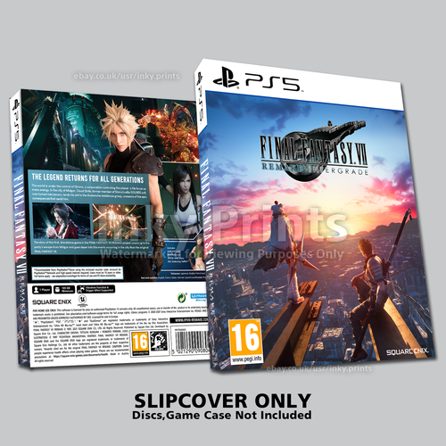 Final Fantasy VII 7 Remake Int V2 PS5 Custom Slip Cover Sleeve ...