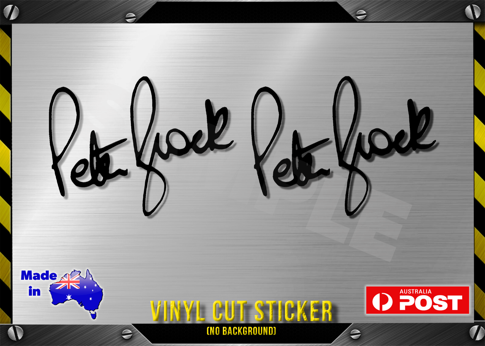 2x PETER BROCK Signature Vinyl Cut BLACK or SILVER 50mm Decal Sticker ...