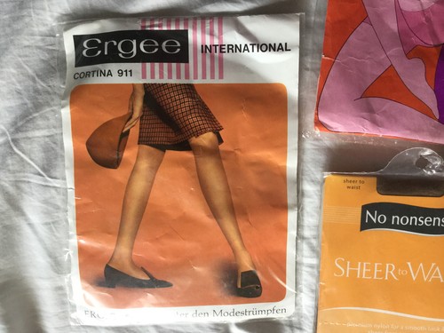 4 Pair lot vtg Nylon Stockings Hosiery Lot various styles Sizes German ...
