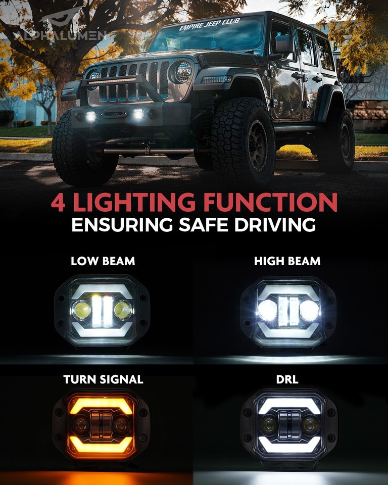2x 4 Inch LED Work Light Bar 4WD Offroad Fog Driving Lamp DRL Fits Jeep ...