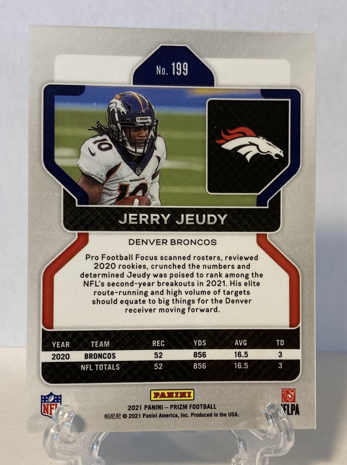 2021 Panini Prizm Jerry Jeudy Base Denver Broncos #199 MINT NFL Card ...