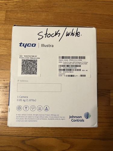 NEW Illustra Pro Tyco Gen4 4MP Mini Dome Camera IPS04-D12-OI04 Johnson ...