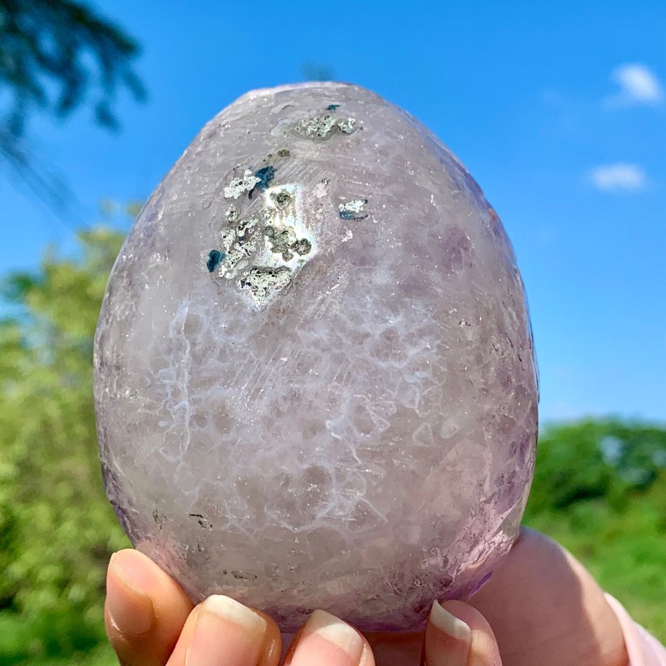 449G Natural Amethyst geode symbiosis Rutilated quartz gem crystal ...