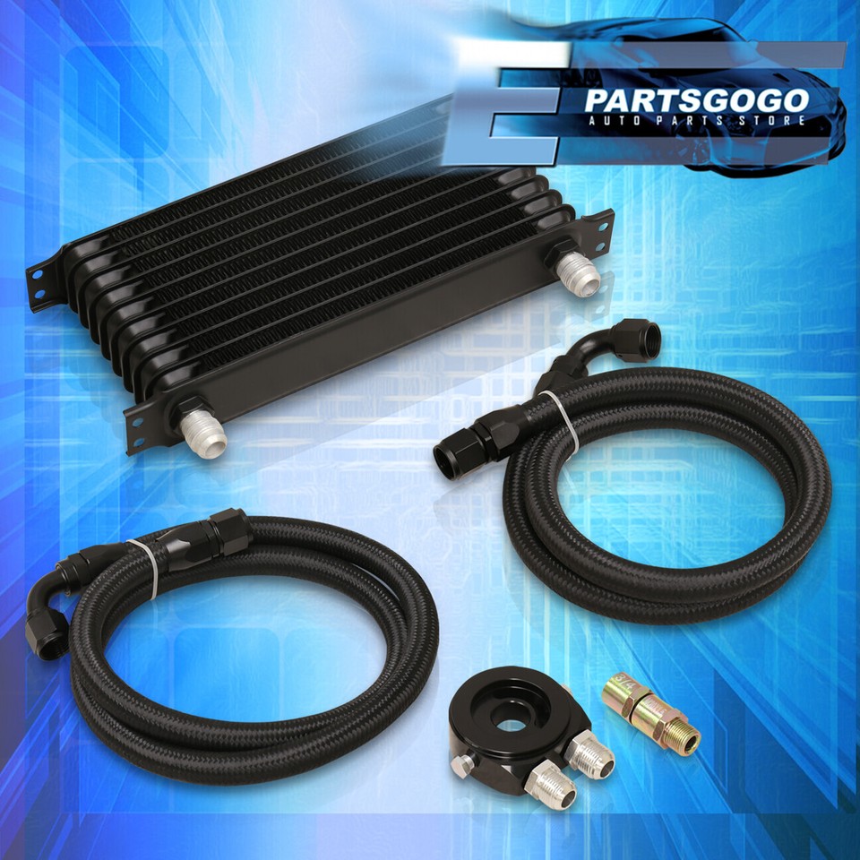 Universal 9-Row AN10 Engine Transmission Oil Cooler Filter Relocation ...