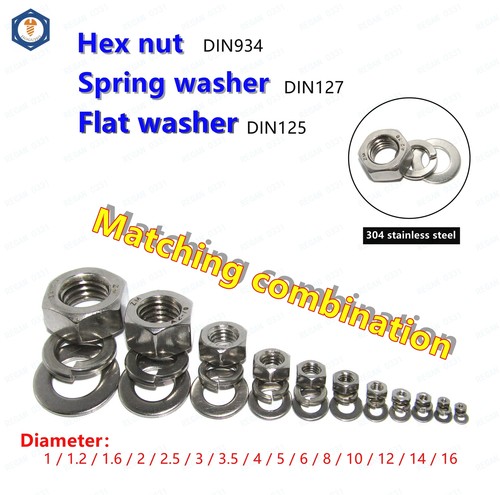 Hex Nut Flat Washer Spring washer M1 M1.2 M1.6 M2 M2.5 M3 M4 M5 M6 M8 ...