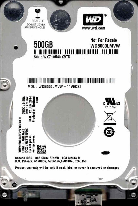WD5000LMVW-11VEDS3 DCM: HAMTJAKB WX71A JUN 2014 Western Digital 500GB ...