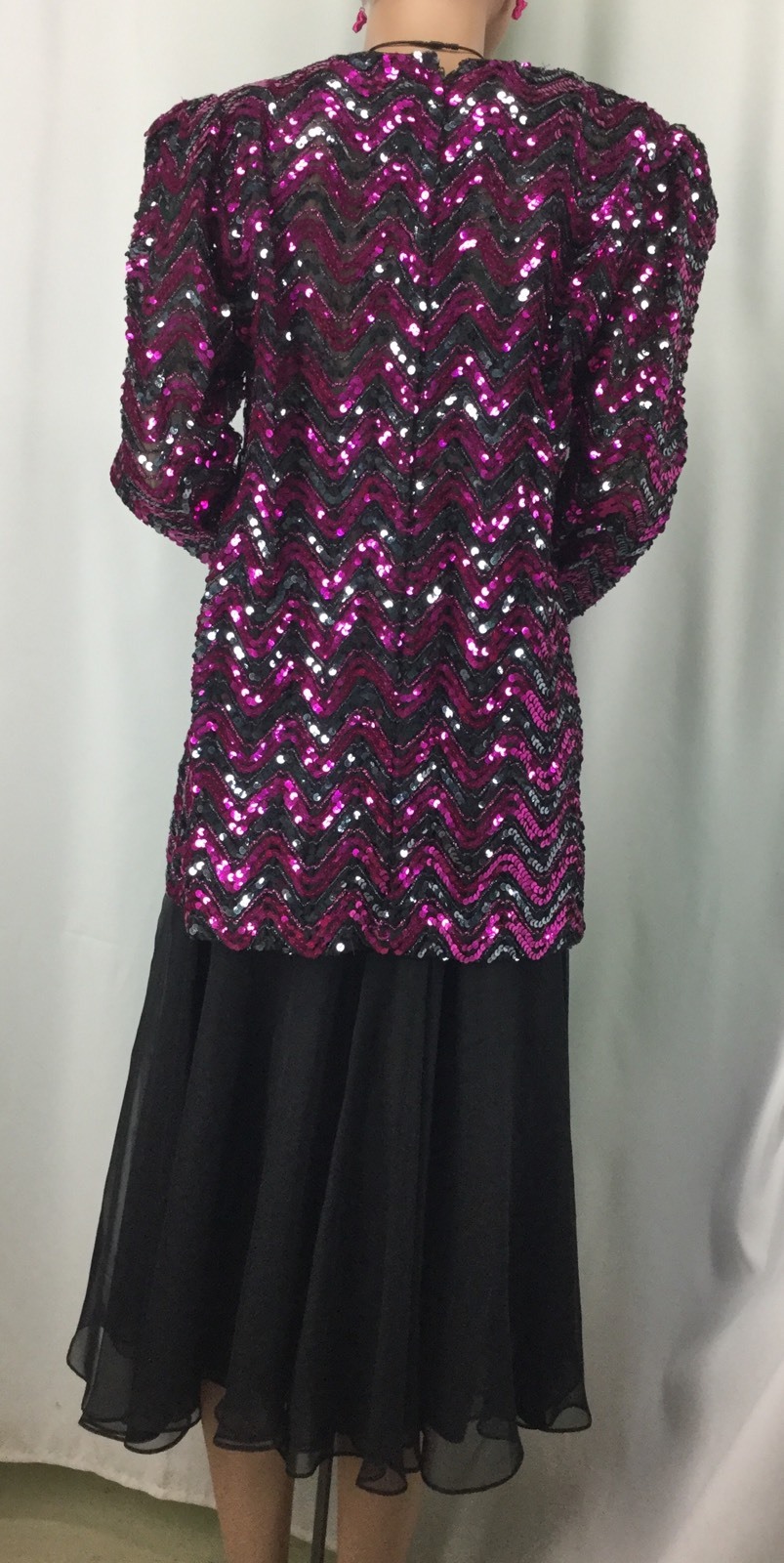 Edith Flagg California Sequined Pink & Black Dress Womens Size 10/12 ...