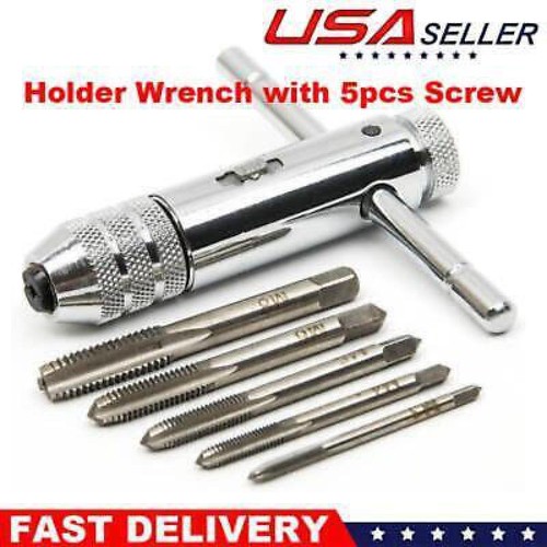 Adjustable T-Handle Ratchet Tap Holder Wrench with 5pcs Screw , T ...