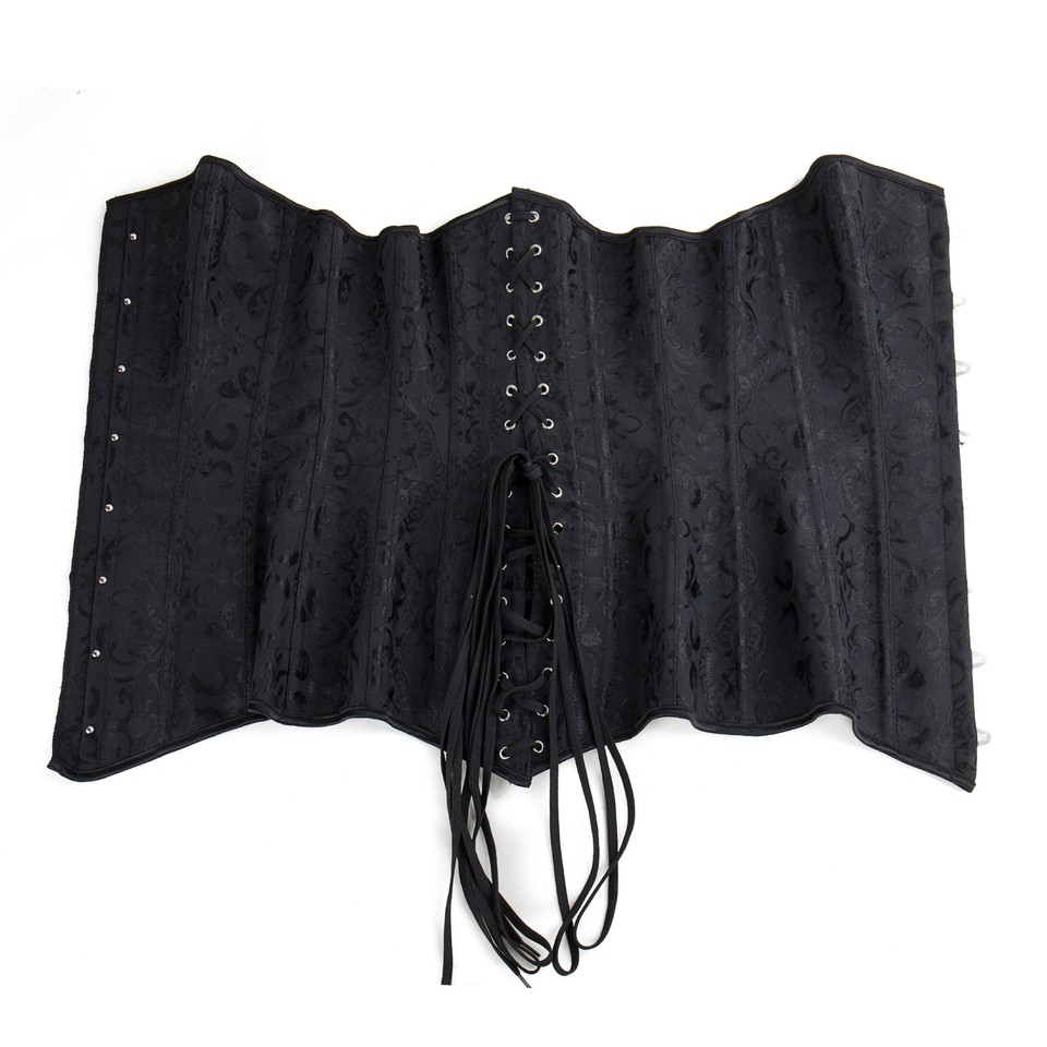Sexy Women goth Steel Boned Lace up Black Corset Bustier Long torso ...
