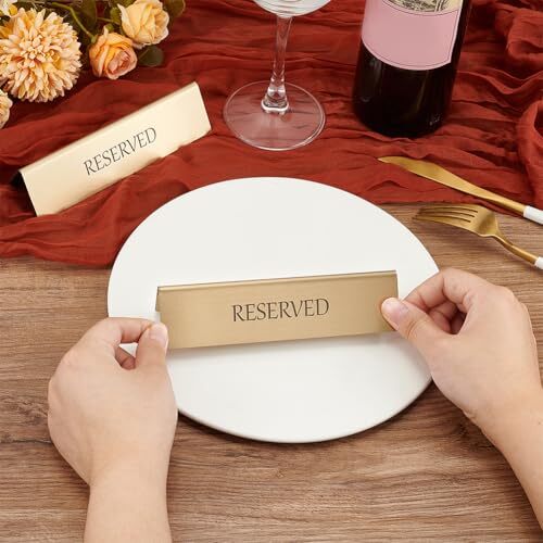6Pcs Reserved Table Signs Stainless Steel Table Top Reserved Sign Gold ...