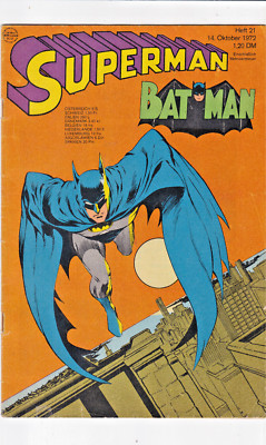 SUPERMAN BATMAN #21 F/VFINE NEAL ADAMS BATMAN #241 Cover German Ed 1972 ...