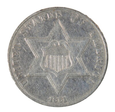 1861 Three 3 Cent Silver "Trime" ~ AU Details | eBay