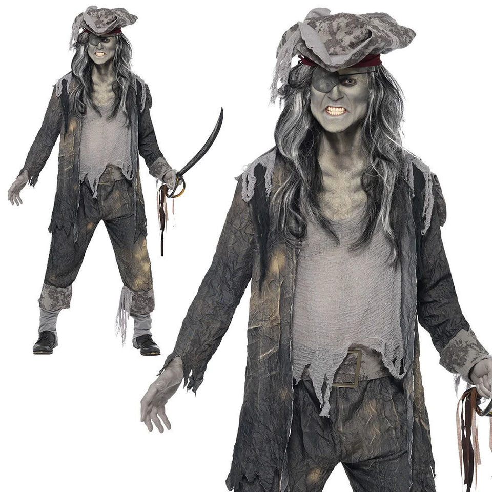 Zombie Mens Pirate Costume Ghost Ship Ghoul Halloween Fancy Dress ...