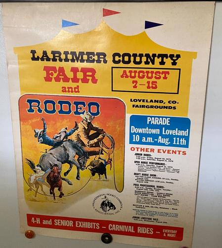 Loveland CO Pro Rodeo Cowboys Assoc. poster 18"x24" Larimer County Fair 1979 | eBay