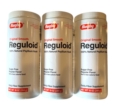Rugby REGULOID Fiber Laxative Powder SUGAR FREE Regular Flavor 10oz ( 3 ...