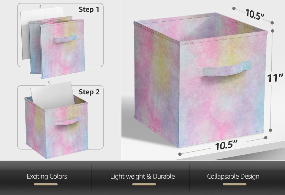 Sorbus Fabric Storage Cubes Foldable Tie Dye Storage Bins Collapsable ...