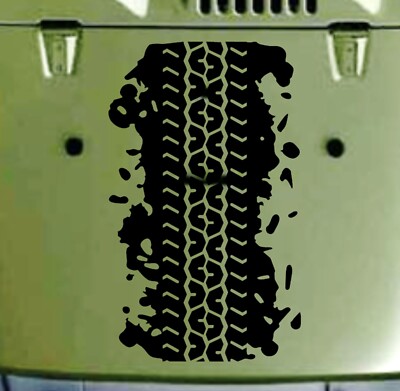 NEW - TIRE TRACK Mud Splash Hood Vinyl Decal Racing Stripes (Fits Jeep ...