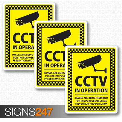 3 CCTV stickers camera sticker warning sign decals CCTV in operation 77 ...