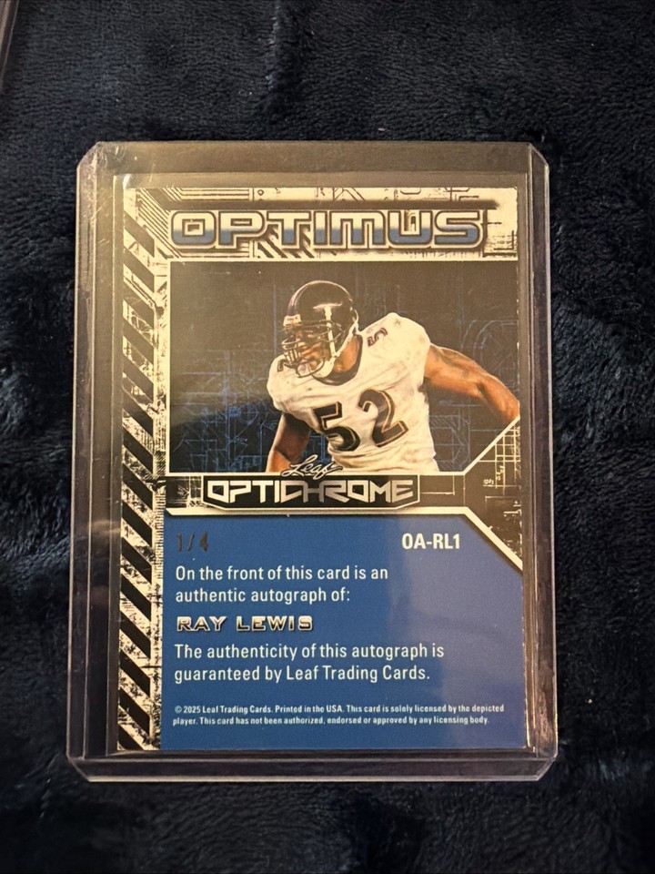 2025 Leaf Optichrome , Optimus Ray Lewis Auto 1/4 Baltimore Ravens | eBay