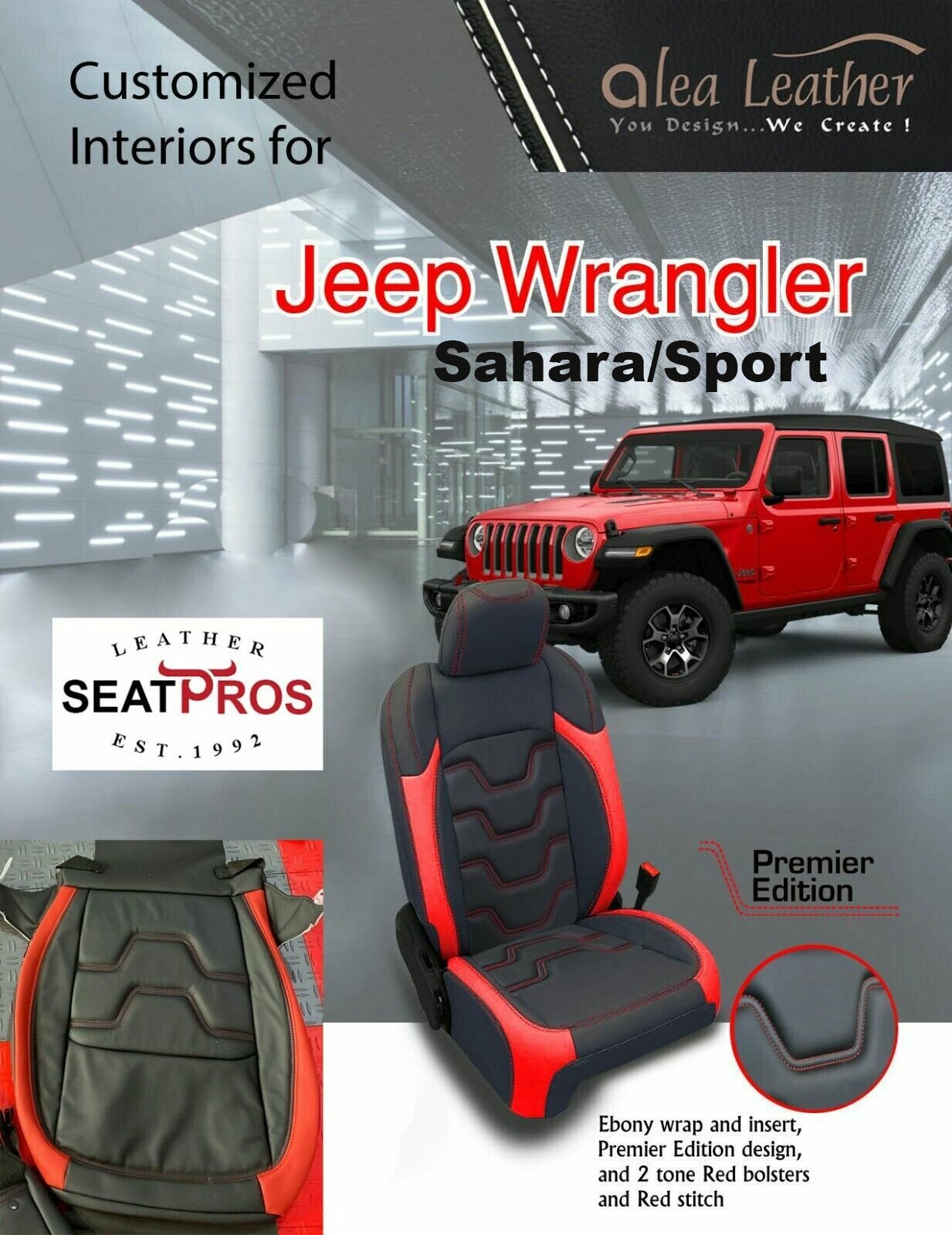ALEA Leather Seat Covers for 18-22 Jeep Wrangler JL Sport Sahara 4 Dr ...
