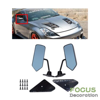 Car Racing Rearview Side Wing Mirrors Convex Glass F1 Style Black ...