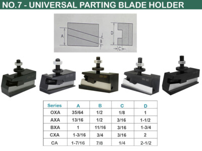 Universal Parting Blade Tool Holder #7 Blade Angle Type OXA, AXA, BXA ...
