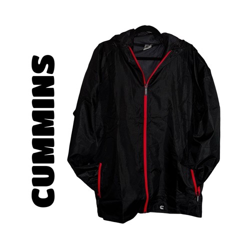 Men’s Hooded Rain Jacket Black Cummins Lightweight Breathable 2XL Lined ...