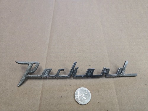Packard OEM Chrome Metal 7 5/8" Vintage Emblem Badge Logo Nameplate ...