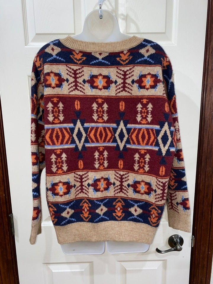 Panhandle Western Aztec Southwest Knit Sweater Women’s Large Oversized ...