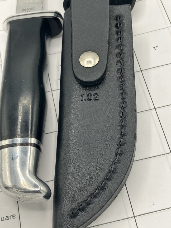 Vintage Buck 116 Caper Knife & Modern 102 Leather Sheath Fixed Blade ...