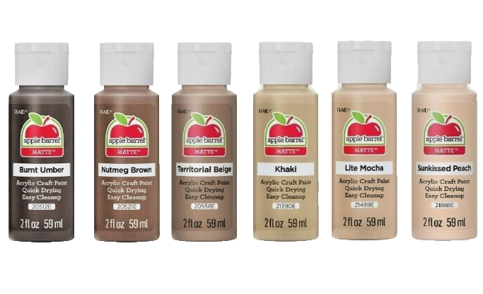 Set of 6 Apple Barrel Matte Acrylic Craft Paints in Deep Skin Tones, 2 ...