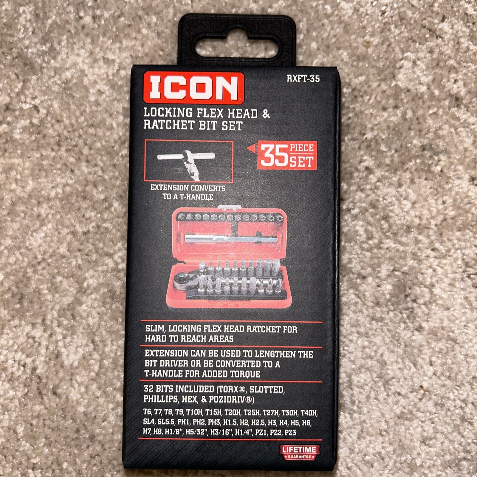 ICON RXFT-35 Locking Flex Head Ratchet And Bit Set 35 Pc. 1/4" drive ...