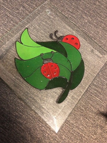 Contemporary Fused Art Glass Hanging Plaque Ladybugs 6” x 6” | eBay