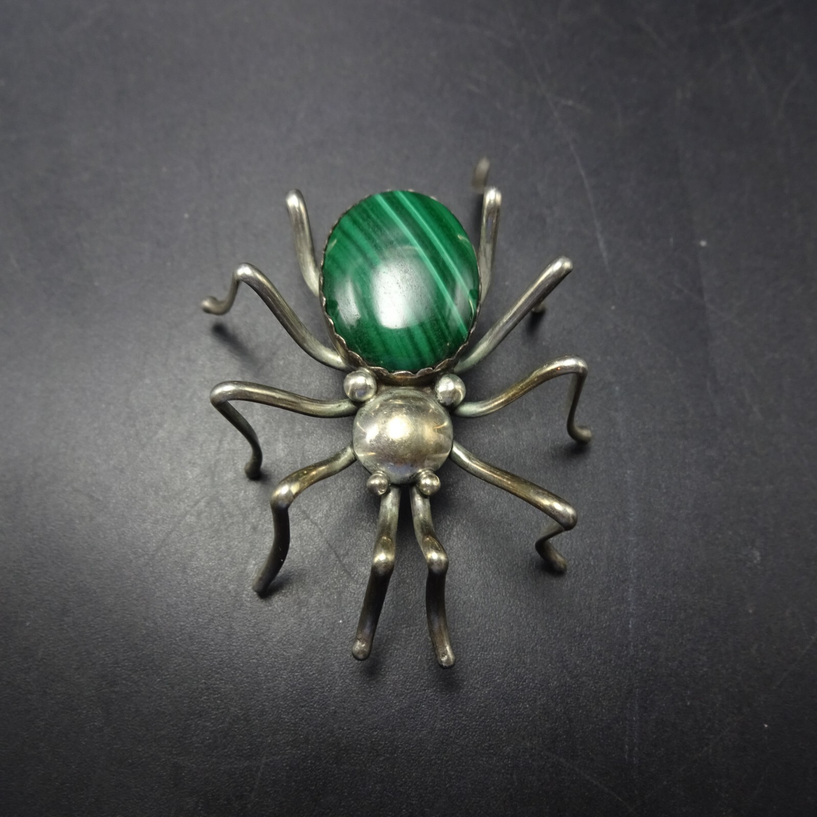 Evelyn Spencer NAVAJO Sterling Silver GREEN MALACHITE SPIDER Arachnid ...