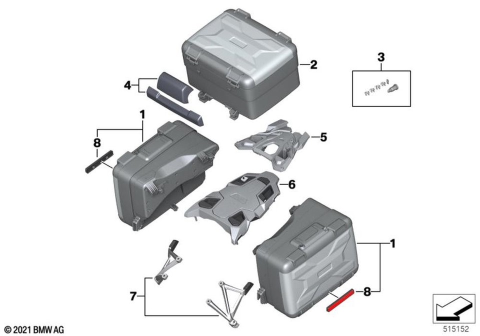 BMW Motorrad Genuine Vario Top Case Replacement Fits R1250GS R1200GS ...