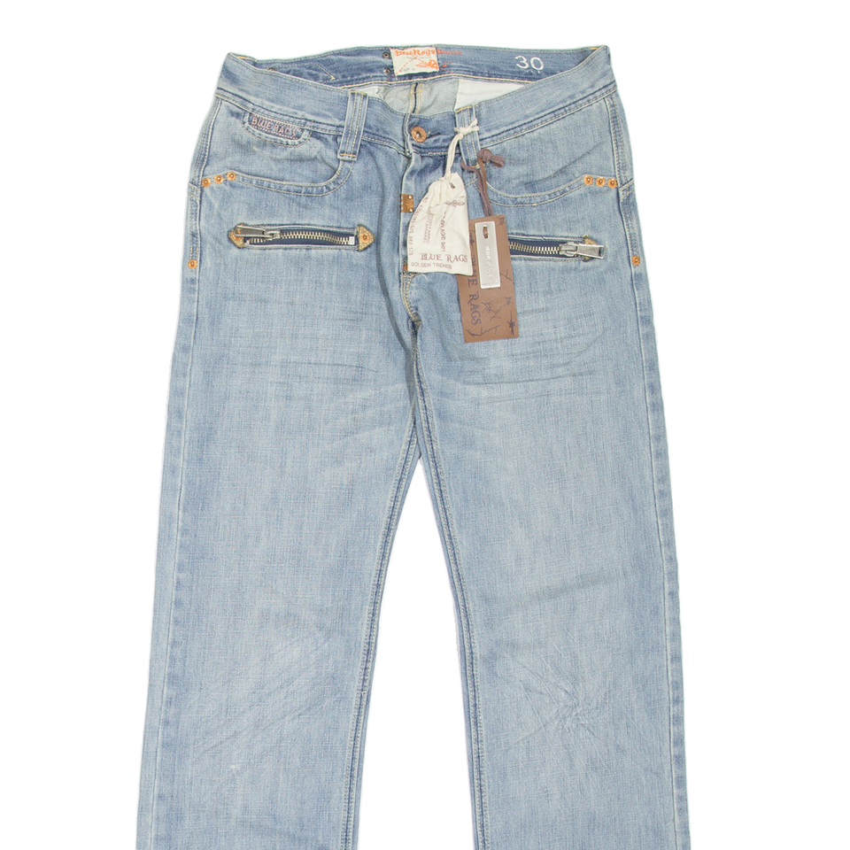 Blue RAGS Mens Jeans Blue Regular Straight Stone Wash W30 L33 | eBay