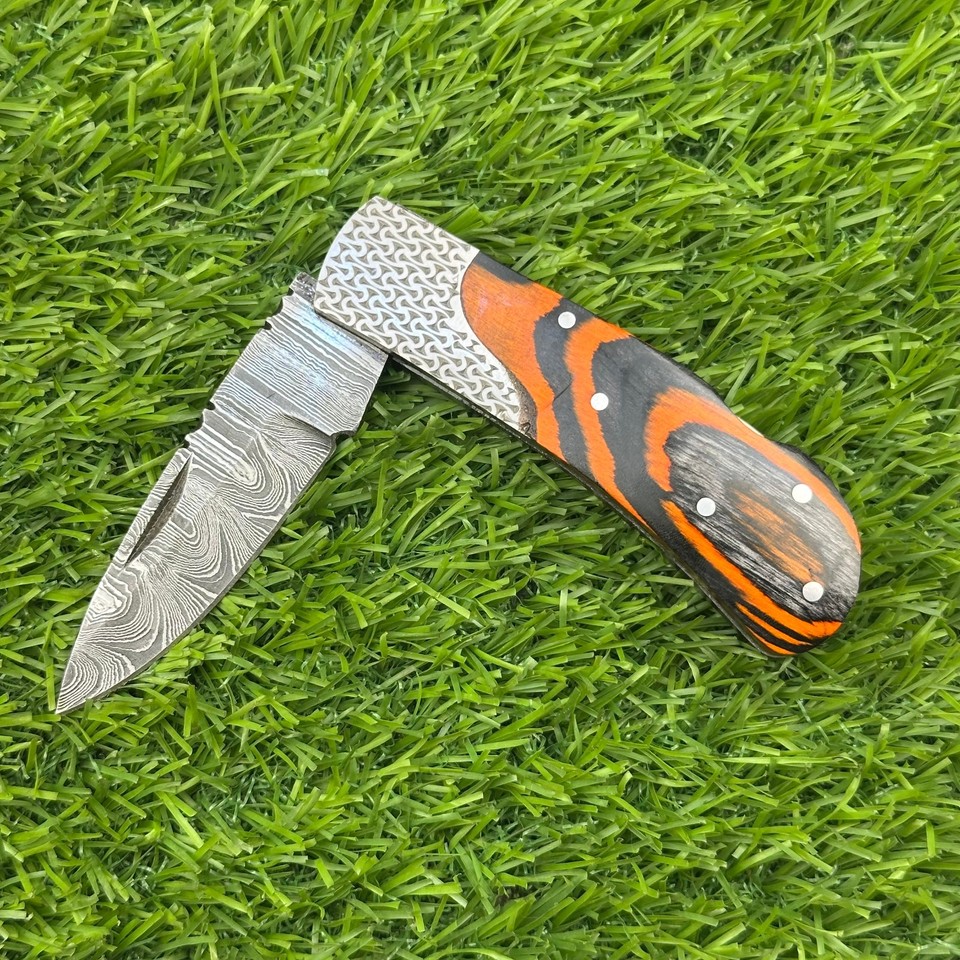 Set of 4 Custom Handmade Damascus Pocket Folding Knives - Folding ...