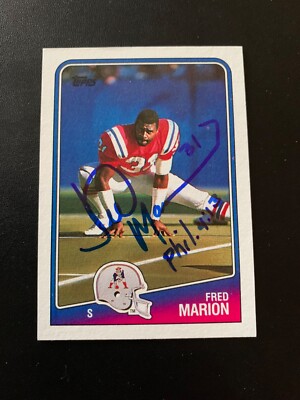 Fred Marion Signed 1988 Topps #188 Card New England Patriots Autograph ...