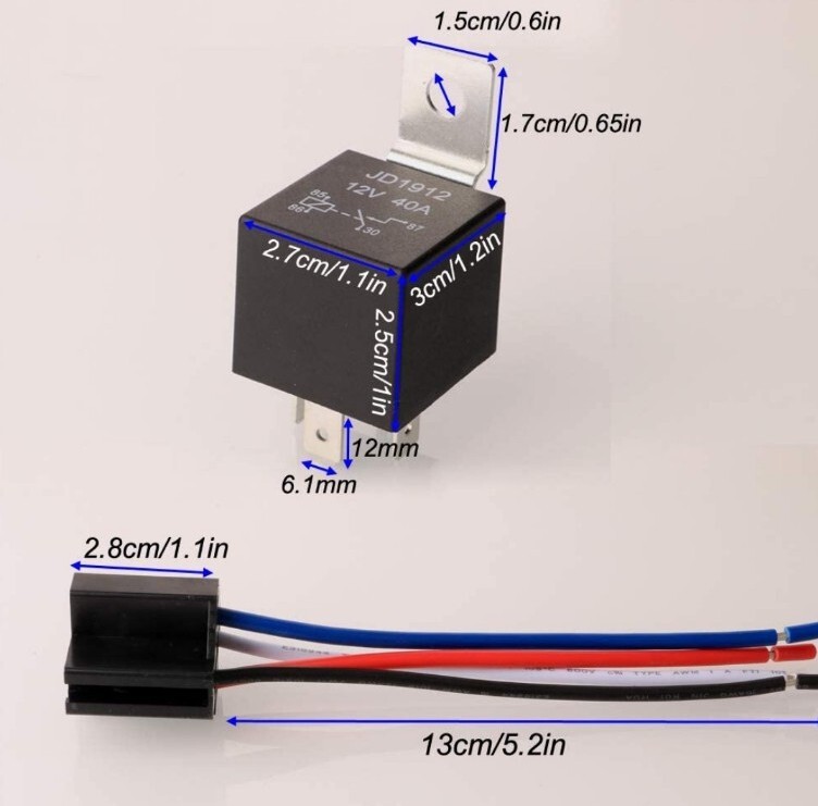 Gebildet JD1912 Car Relay Harness 12V 40A 4 Pin SPST Harness Sockets ...